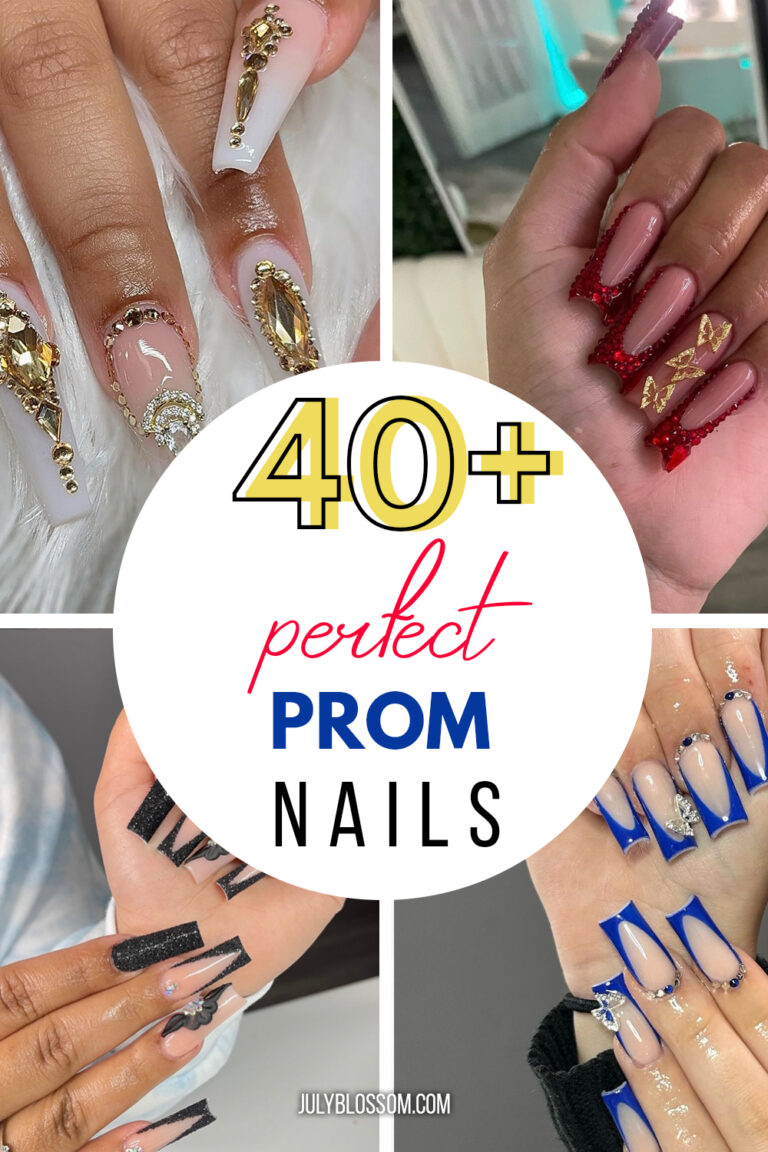 40+ Perfect Prom Nails for a Pretty Look - ♡ July Blossom